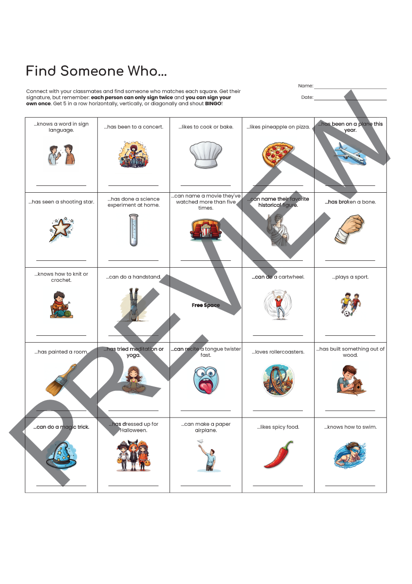 Find Someone Who... Classmate Bingo | Ice Breaker | Back To School ...