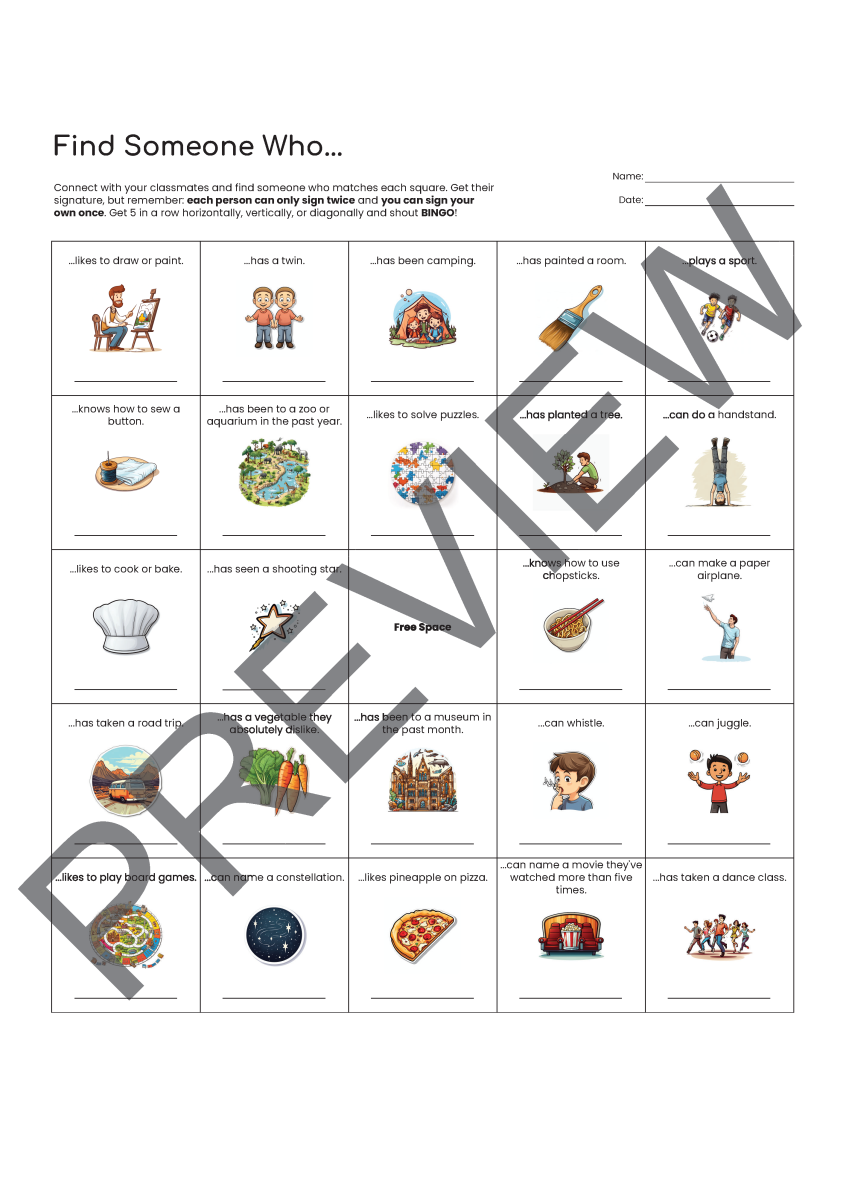 Find Someone Who... Classmate Bingo | Ice Breaker | Back To School ...